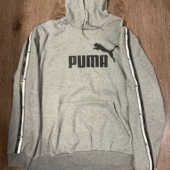 Puma | Tops | Puma Gray Hoodie With Sleeve Detailing | Poshmark